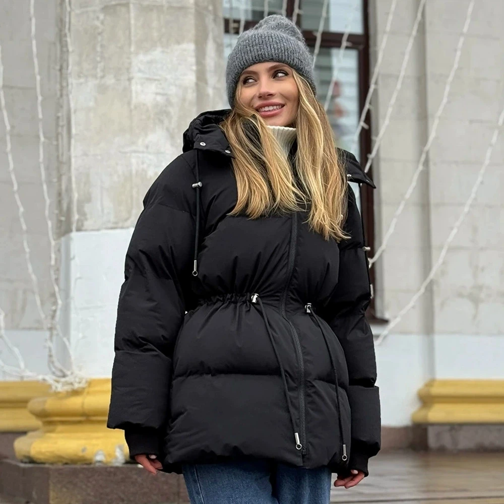 2025 New Winter Women Hooded Parkas Mid Length Cotton Padded Jacket ...