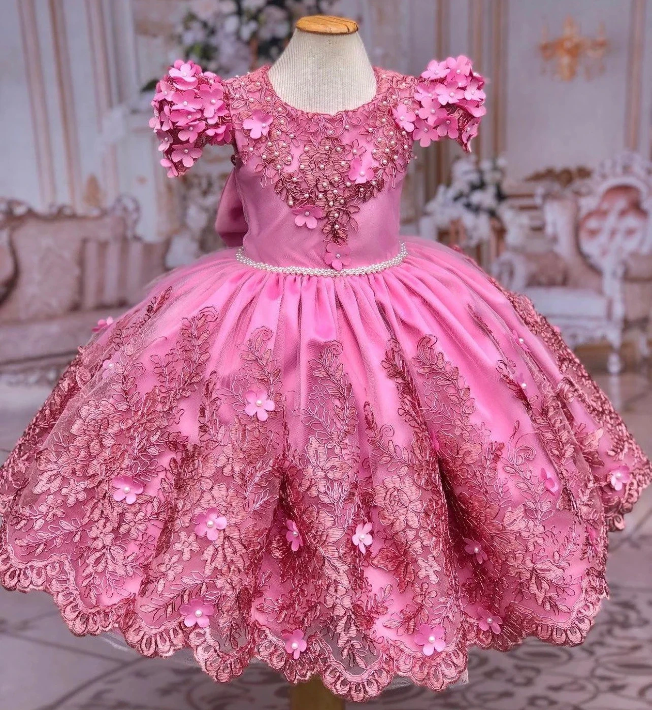 Vestido-de-baile-rosa-de-lujo-para-ni-a-de-flores-vestidos-de-desfile ...
