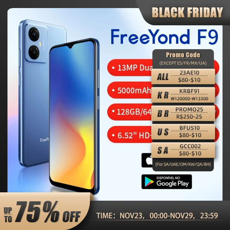 FreeYond-F9-Smartphone-64GB-128GB-6-52-HD-Screen-5000mAh-Big-Battery ...