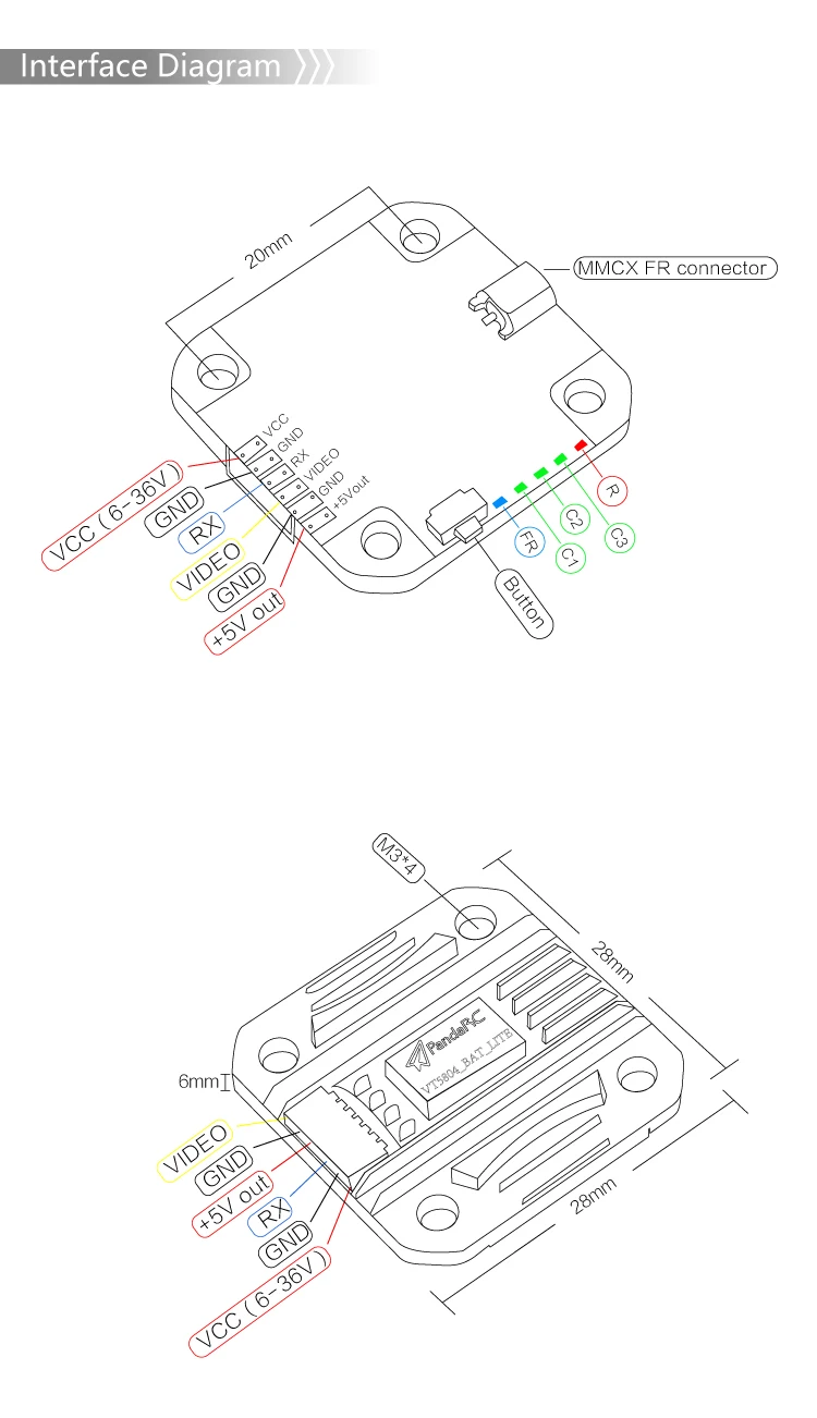 PandaRc - VT5804 BAT Lite 1300mW Long Range VTX - Quadkart
