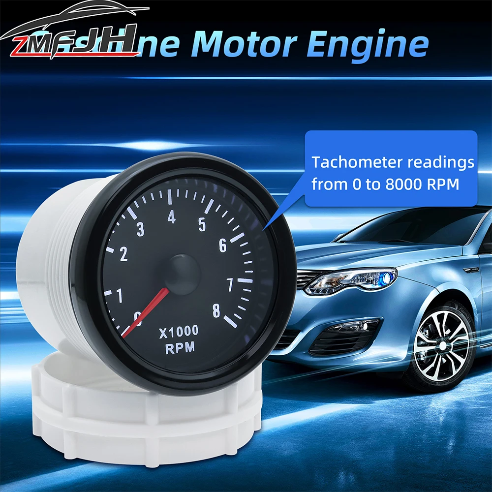 New-52mm-Tachometer-0-8000-RPM-Tacho-Meter-Gauge-With-White-LED ...
