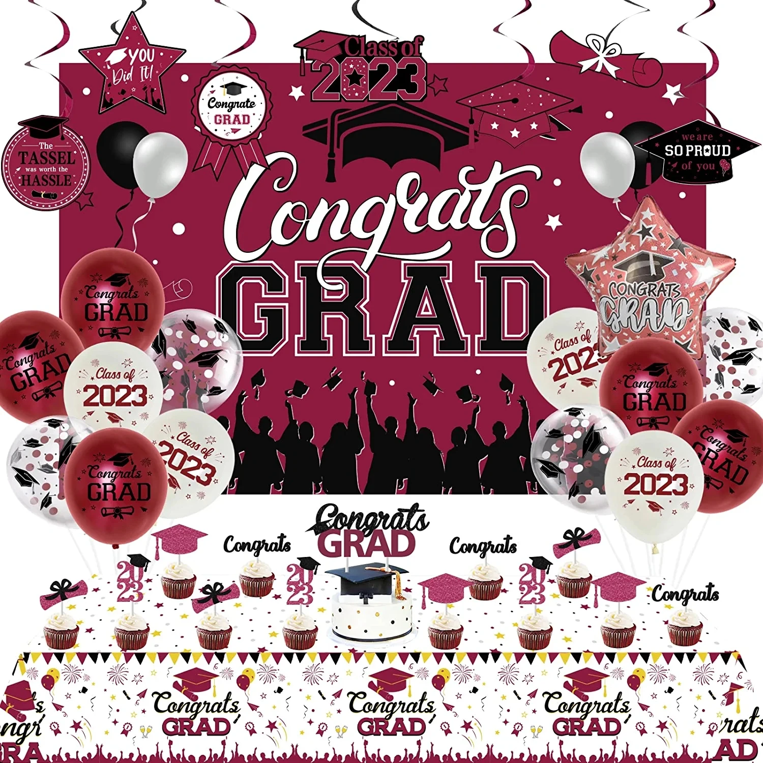 Burgundy Graduation Centerpieces