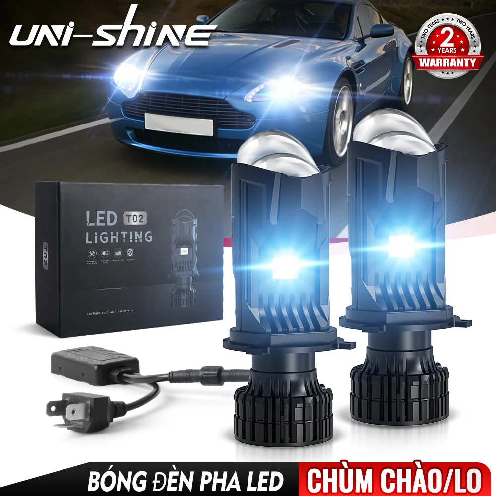 UNISHINE H4 LED Lens Projector 200W 40000LM with Canbus LED Headlight ...