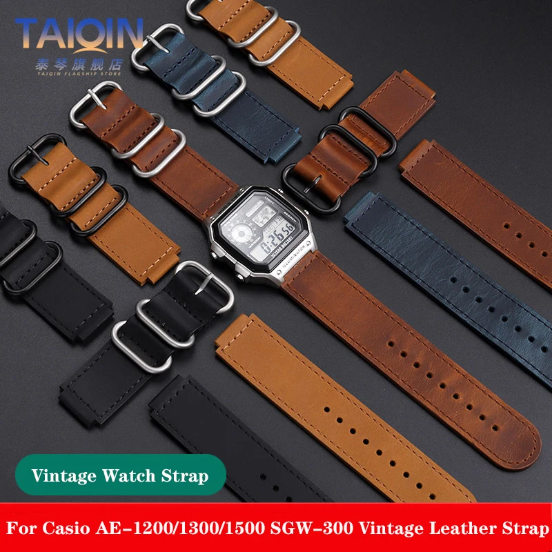 High-Quality-Vintage-Leather-Watch-Strap-for-Casio-3299-AE-1200-AE-1300 ...