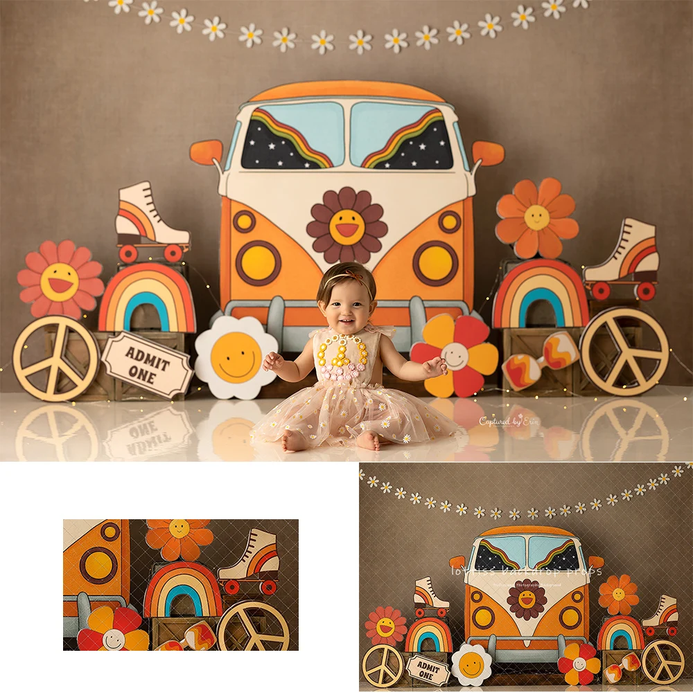 Groovy-Baby-Car-Backdrops-ni-os-sesi-n-fotogr-fica-cumplea-os-pastel ...