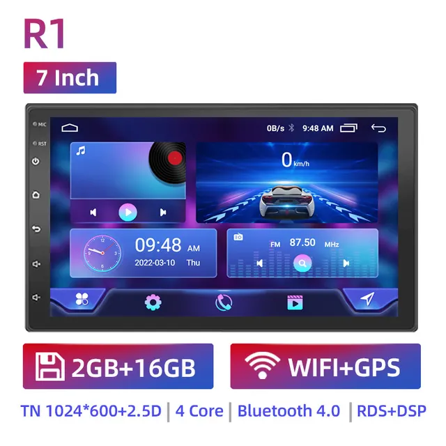 Ruancheng 2Din Car Android Radio Multimedia Player 7/9/10" Inch GPS ...