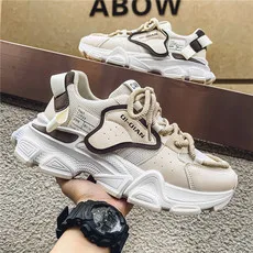 Zapatillas-de-deporte-blancas-para-hombre-zapatos-deportivos-informales-con-cordones ...