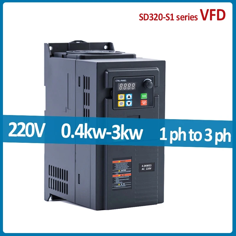 220V VFD 0.4KW 0.75KW 1.5KW 2.2KW 3KW 1PH to 3PH Variable Frequency Drive Converter Inverter ...