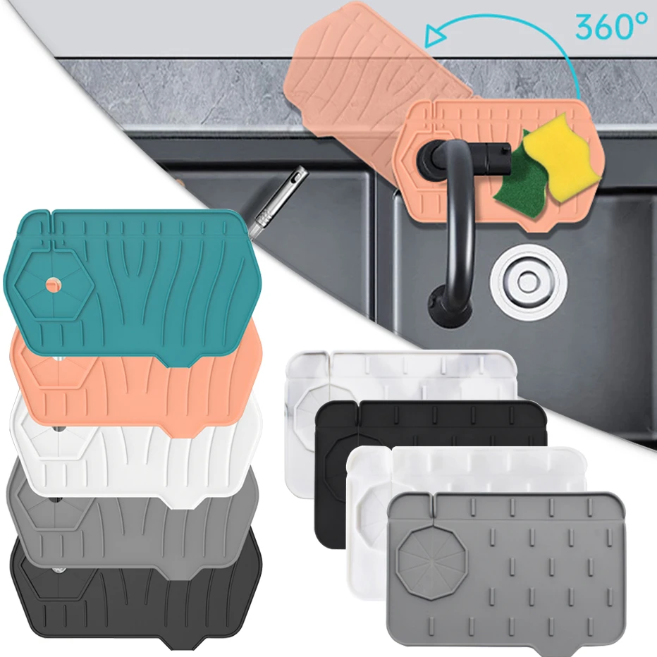 Kitchen-Silicone-Faucet-Mat-Double-Sided-Use-Absorbent-Mat-Sink-Splash ...