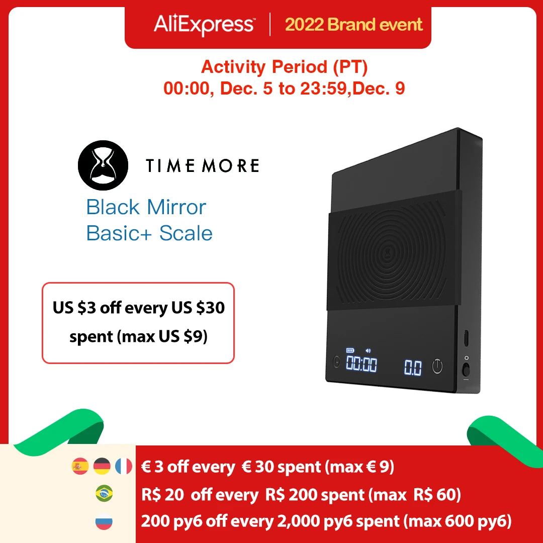 Timemore 2021 Black Mirror Basic+ Electronic Scale Built-in Auto Timer ...