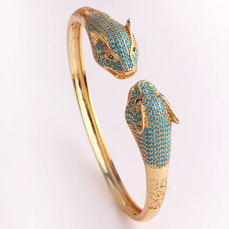 New-Arrived-Double-Leopard-Head-Statement-Bracelet-Bangle-for-Women ...