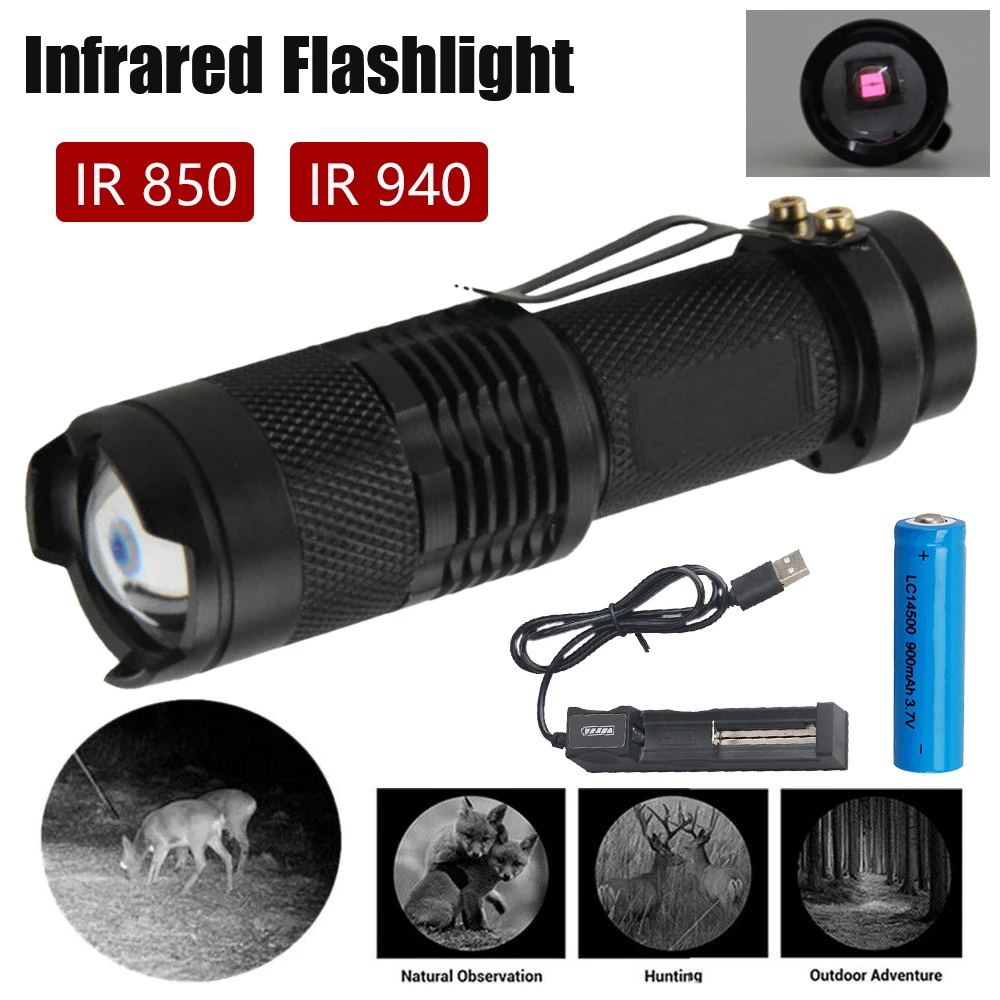 IR-850nm-940nm-Infrared-Flashlight-Torch-Hunting-Radiation-Night-Vision ...