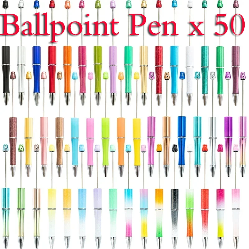 50Pcs-Bead-Pens-Wholesale-Creative-Plastic-Beaded-Pen-Ballpoint-Pen ...