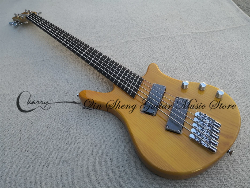 5 Sstrings Bass Guitar Yellow Bass Ash Wood Body Maple Neck Rosewood ...