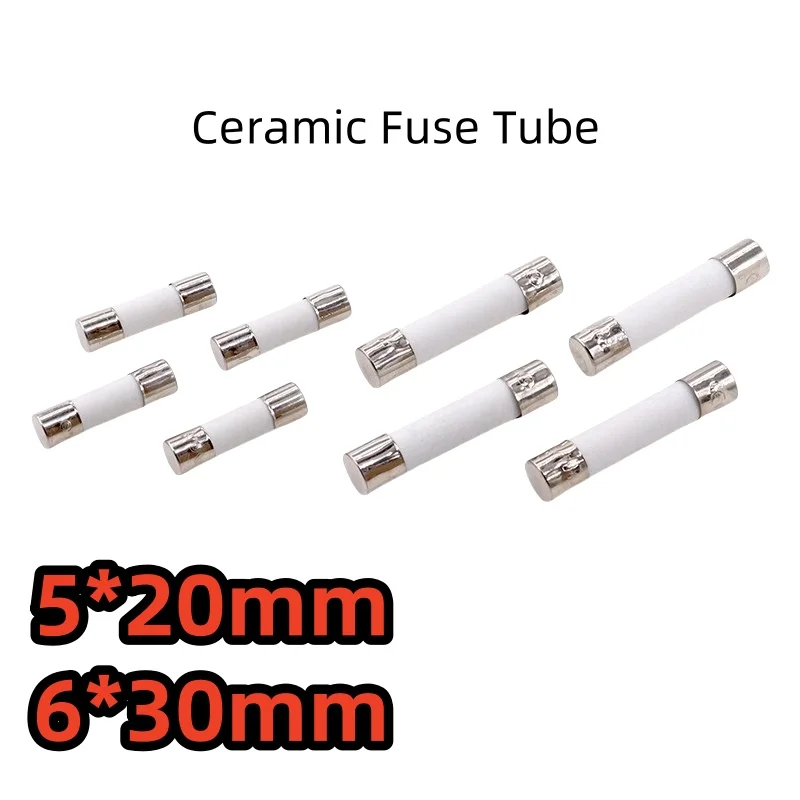 10PCS 5x20 Ceramic Fuse Tube 6 * 30mm Seat 3/4/5/6.3/10/3.15/15A An ...