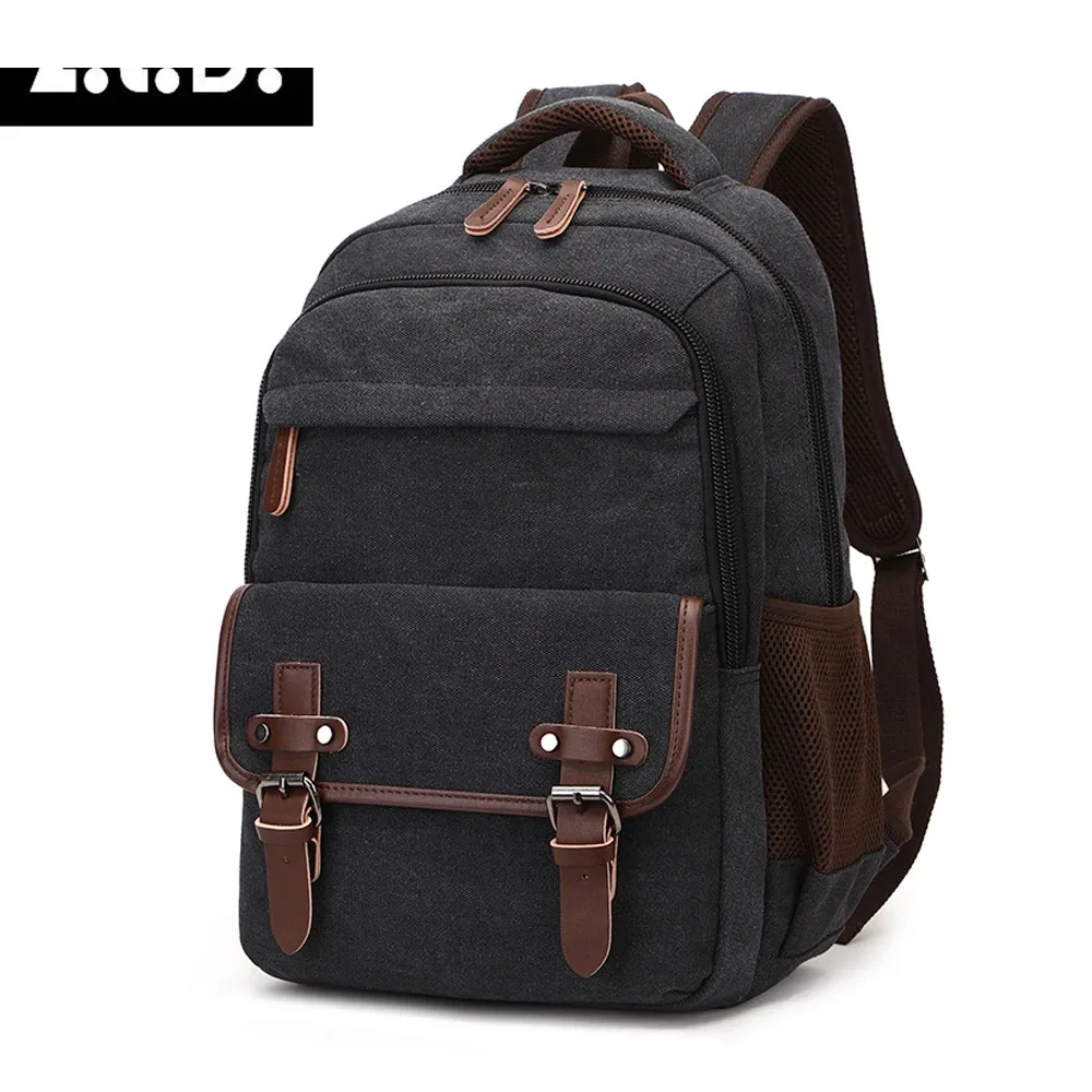 Solid-color-canvas-scool-bag-school-backpack-high-capacity-laptop ...