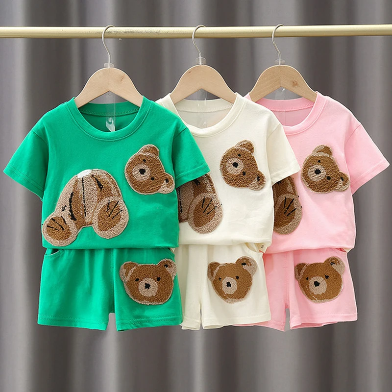 New-Children-Clothes-Sets-Summer-Baby-Boys-Cartoon-Bear-T-Shirt-Shorts ...