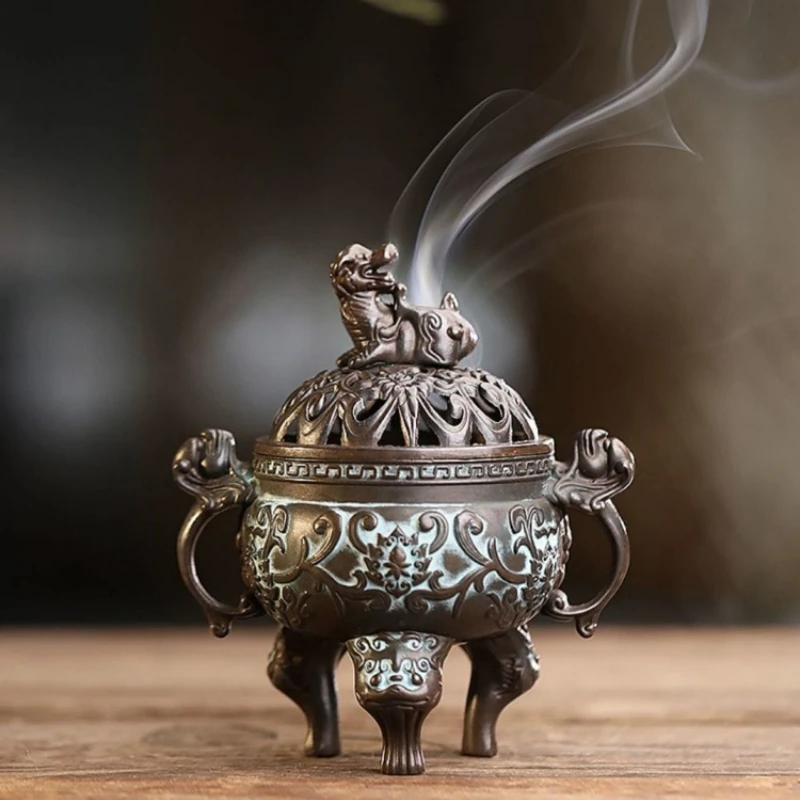 Retro Sanpedal Lowen Incense Burner Chinese-style Zinc Alloy Sandalwood ...
