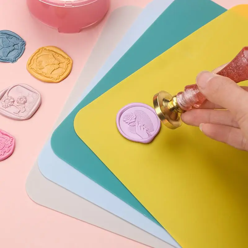 Round/ Square Silicone Large Pad Board Wax Seal Stamps Demolding Tools ...