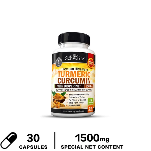 Curcumin with Piperine 1500mg - Supports Joint & Healthy Inflammation ...