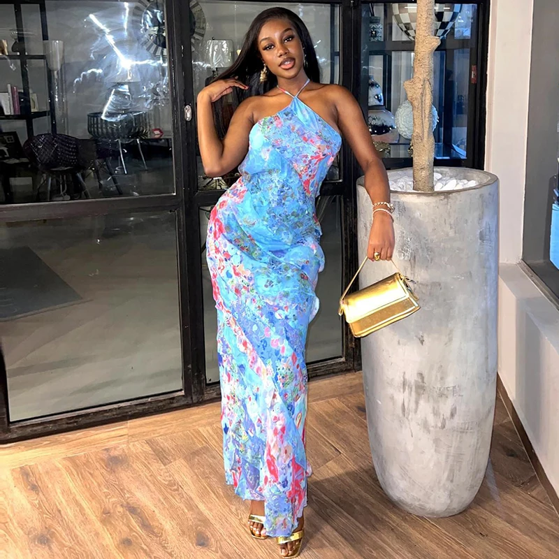 2024-New-Print-Dresses-Sexy-Backless-Hanging-Neck-Sleeveless-Multi ...