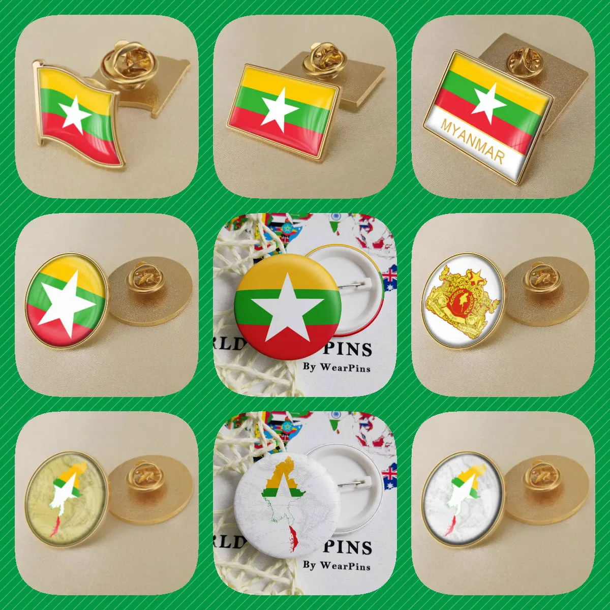 Myanmar-Burma-Burmese-Map-Flag-National-Emblem-Brooches-Badges-Lapel ...