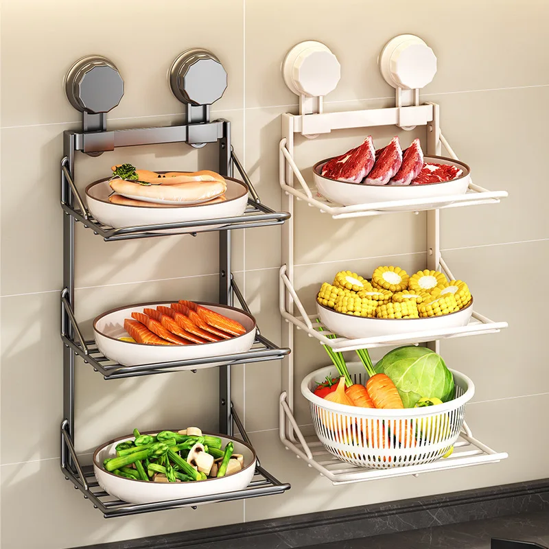 Kitchen Suction Cup Food Preparation Rack Household Multi-layer Punch ...