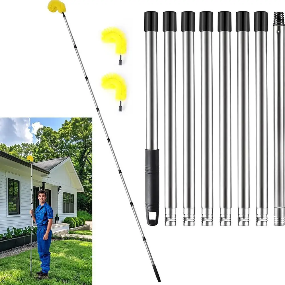 Extendable 8PCS Steel Pipe Eaves Pipe Gutter Cleaning Brush Roof Drain ...