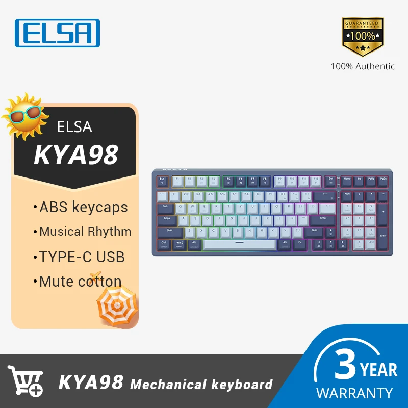 ELSA-KYA98-Mechanical-Gaming-Keyboard-98-Keys-RGB-Rhythm-ABS-Keycaps ...