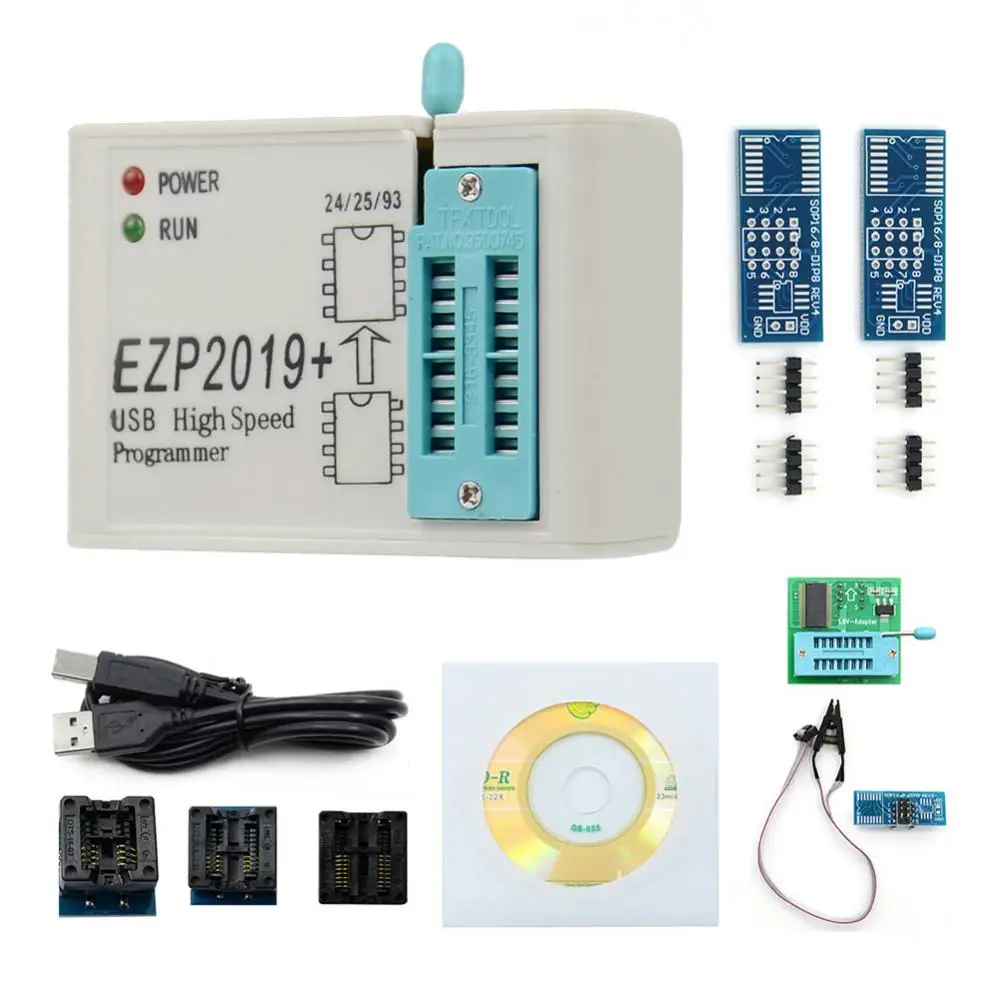Ezp2019 usb spi programador soquete suporte 24 25 93 eeprom flash bios ...