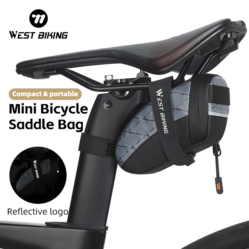 WEST BIKING Mini Bicycle Saddle Bag 0.3L Waterproof Reflective Bicycle ...