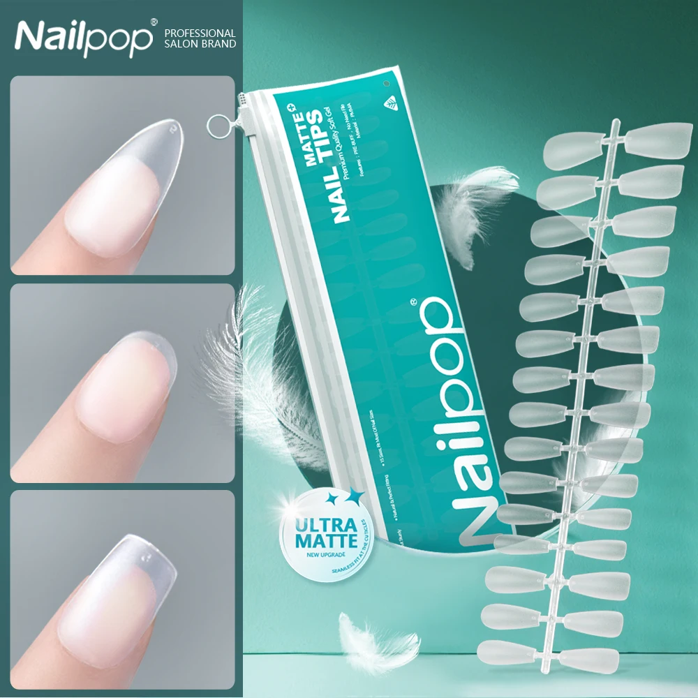 Nailpop-Pre-buff-Fake-Nails-Ultra-Matte-Short-False-Nails-with-Design ...