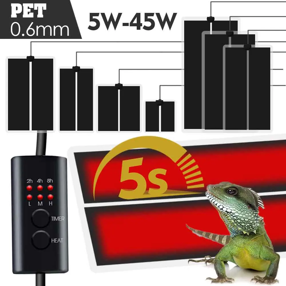 45W-5W Plant Heating Pad 2/4/6H Timing Reptile Warmer Heat Mat 3-Gear ...
