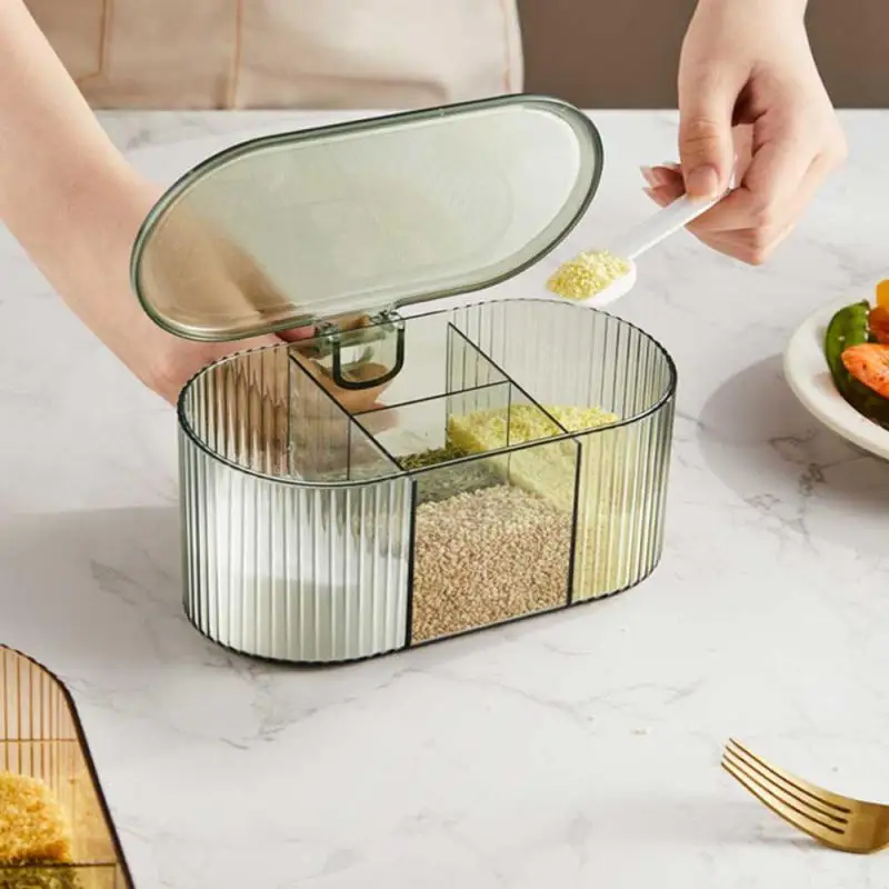 Four-Grids-Spice-Jar-Grid-Food-Storage-Box-Storage-Bottles-Durable ...