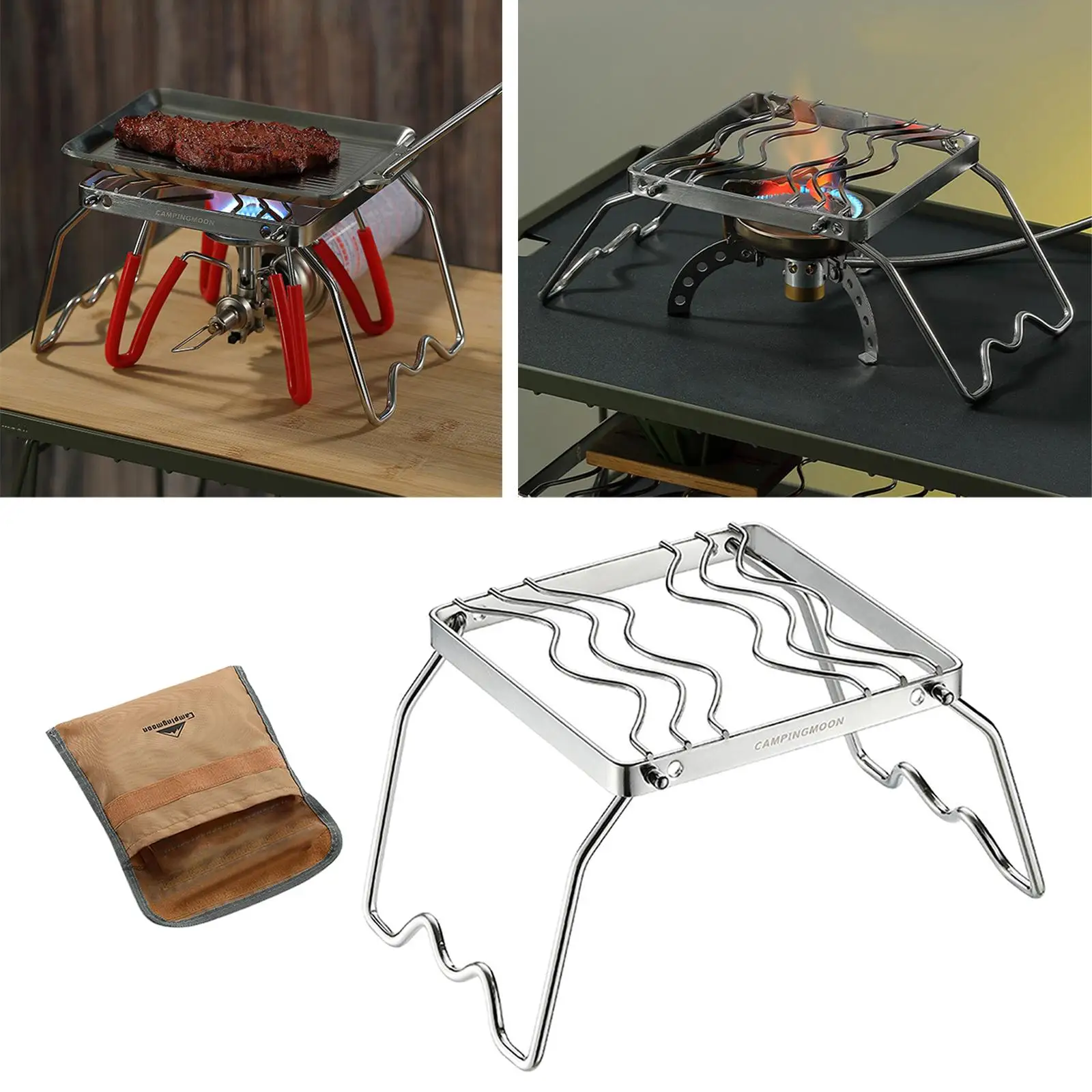 Outdoor-Hiking-Portable-Burner-Stand-Folding-Campfire-Grill-Stainless ...