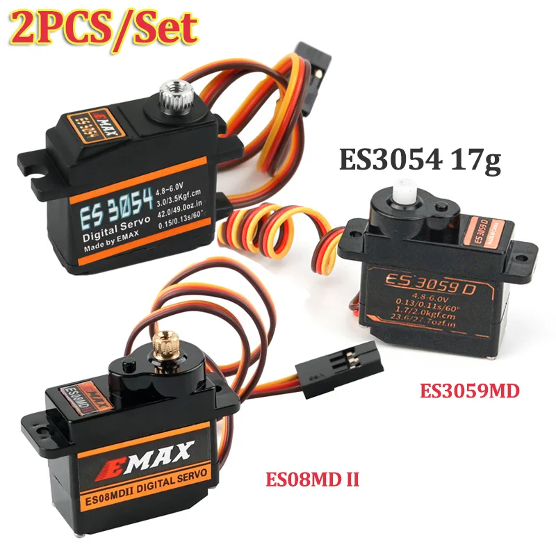 2PCS EMAX ES08MD II 12g Metal Gear Digital Servo Motor ES3054 17g High ...