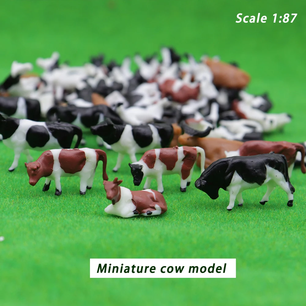 Scale 1:87 Miniature Cows Model ABS Plastic Animals Cattle Toys For Diy ...