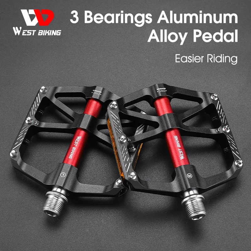 WEST BIKING 3 Bearing Reflective Bike Pedal Ultralight CNC Aluminum ...