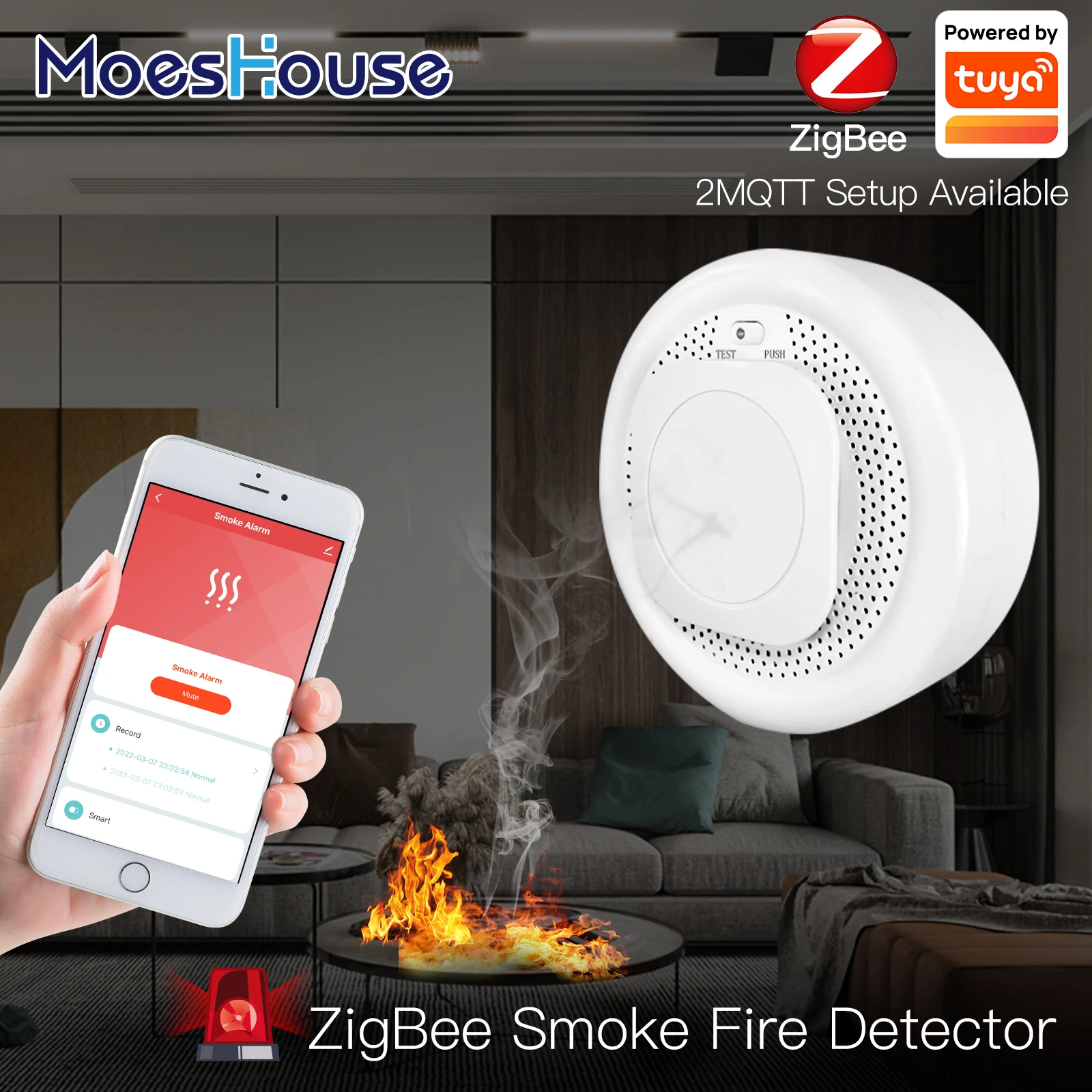 MOES-Zigbee-Smoke-Fire-Alarm-Sensor-Detector-Home-Security-System ...