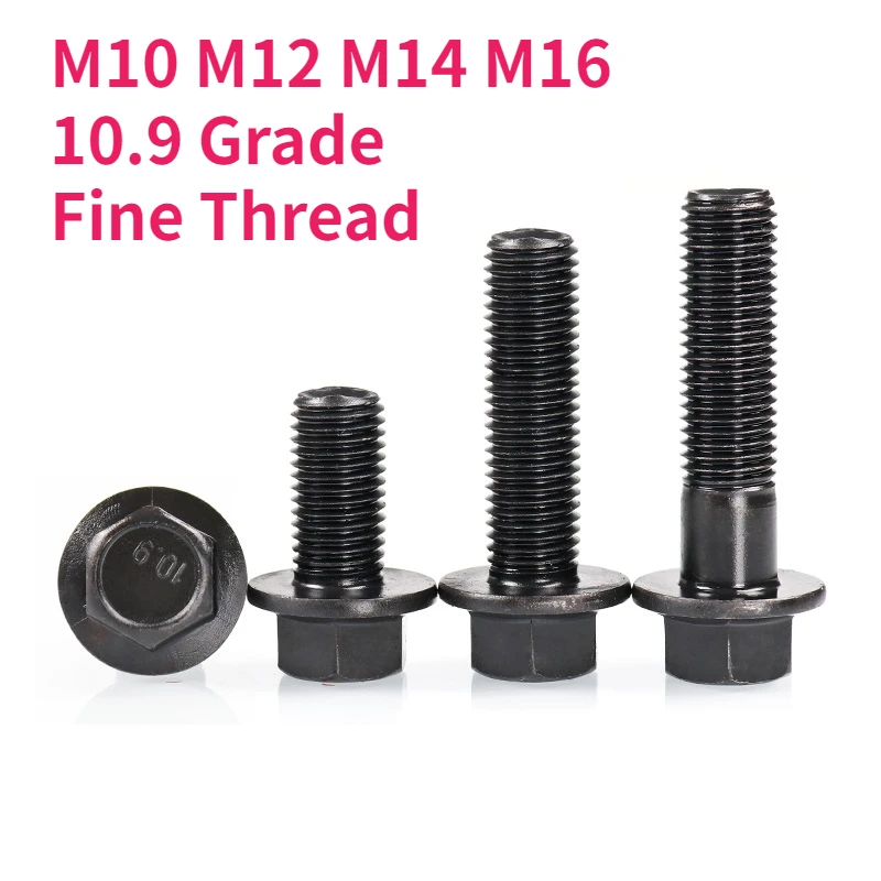 M10-M12-M14-M16-Grade-10-9-Black-Fine-Thread-Hexagonal-Flange-Bolts-Hex ...