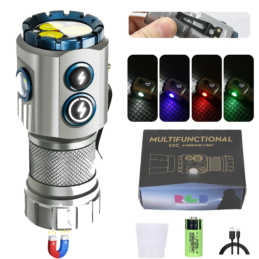 2000Lumens-Powerful-RGB-LED-Flashlight-Type-c-Rechargeable-18350-Mini ...