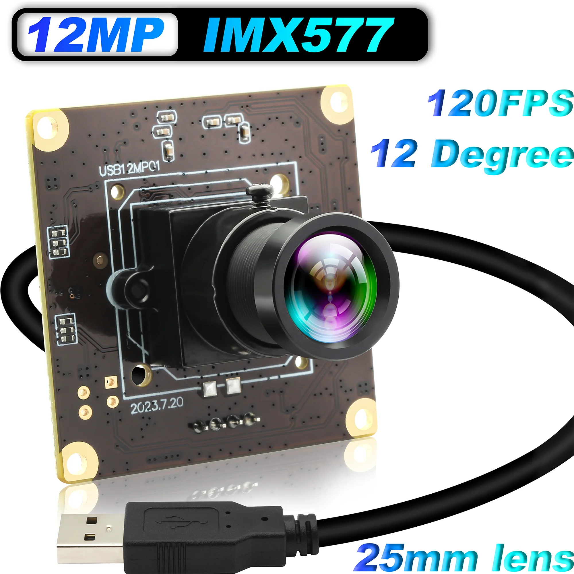 ELP 120fps 1080P 12MP USB Camera Module 25mm Lens 12 Degree Low light ...