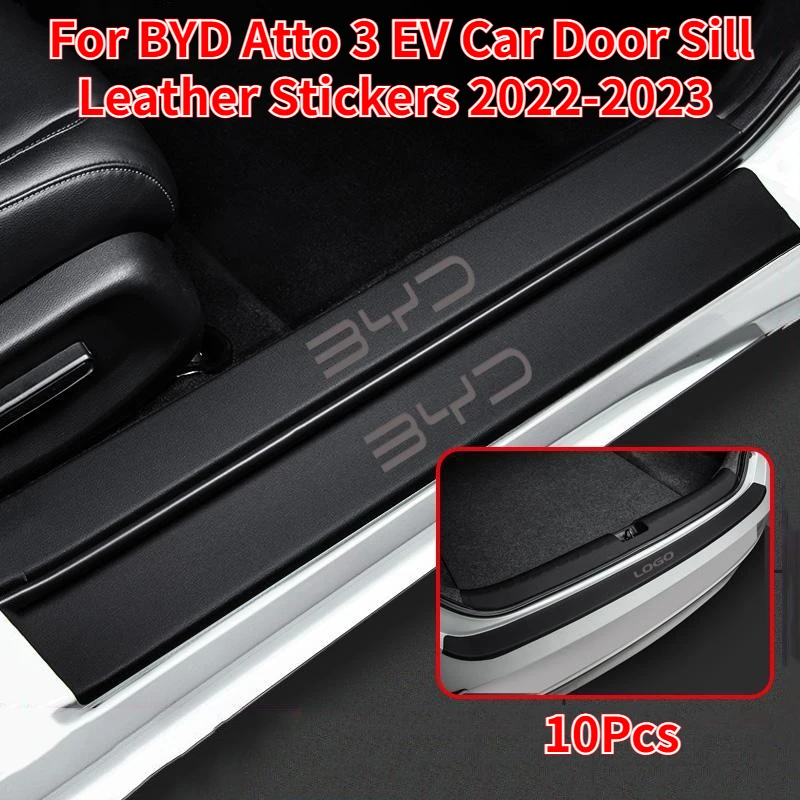 For-BYD-Atto-3-EV-YUAN-Plus-Car-Door-Sill-Leather-Stickers-Protection ...