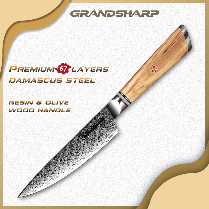 Grandsharp-Pro-5-Inch-Utility-knife-67-Layers-AUS10-Damascus-Steel ...