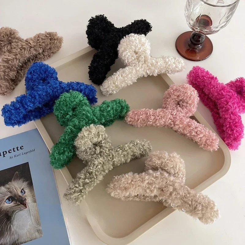 Women-Plush-Hair-Claws-Winter-Faux-Fur-Hair-Clips-Fashion-Acrylic ...