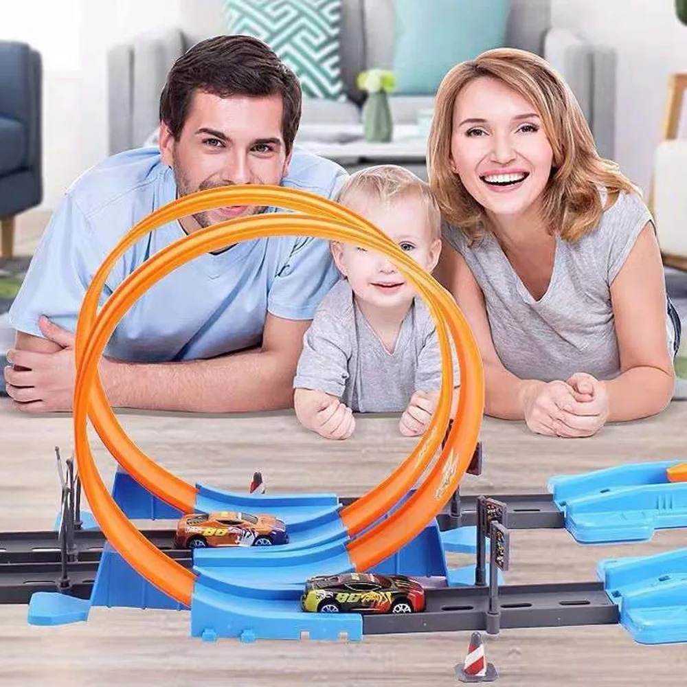 Stunt Speed Double Car Wheels Model Racing Track Toy Kids Diy Assembled ...