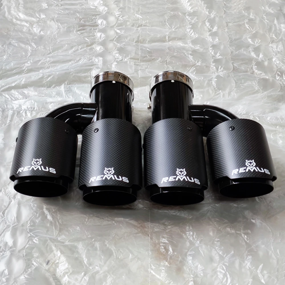 Remus 1pair H Type Dual Exhaust Tips Car Universal Matt Carbon Fiber ...