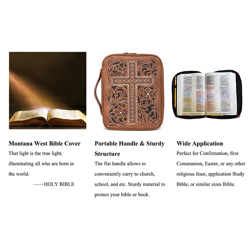 Genuine Leather Bible Bag Bible Cover Case Handbag for Women Bible ...