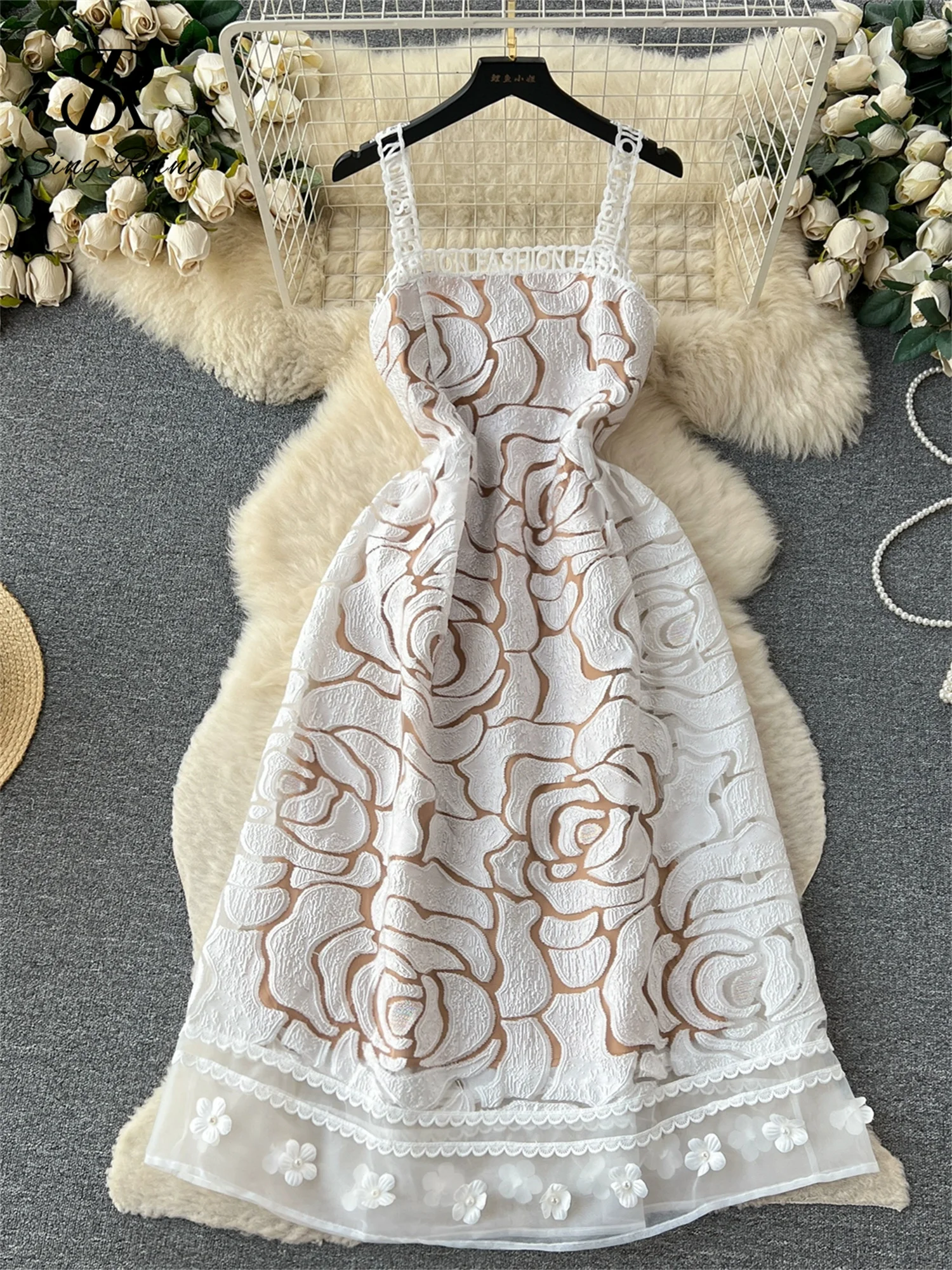 Singreiny Temperament High Quality Party Dress Women Zipper Floral