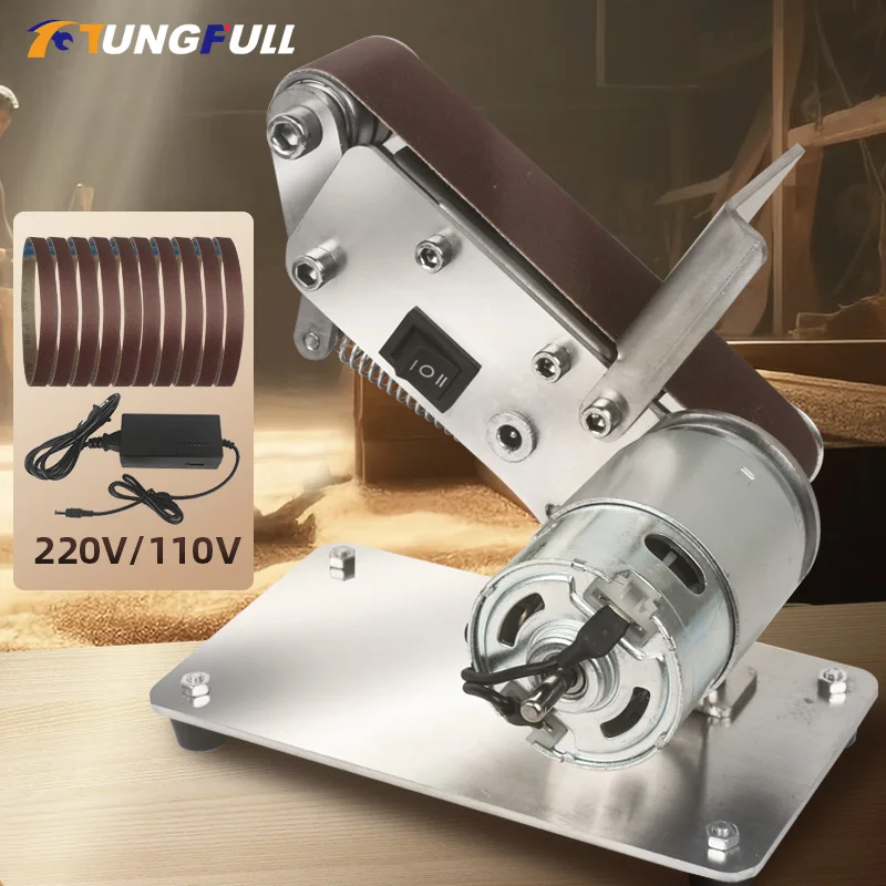 220V/110V Belt Grinder Mini Belt Grinding Machine Tool Electric Belt ...